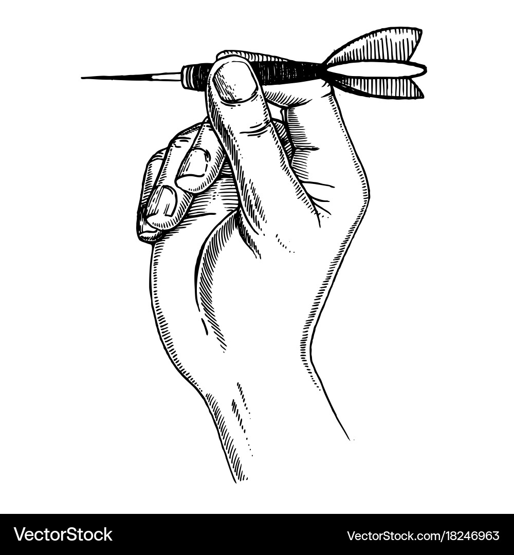 Hand with dart engraving Royalty Free Vector Image