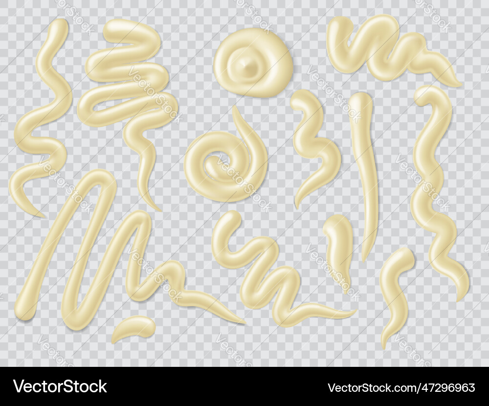 Mayonnaise drops spills and stains smears Vector Image