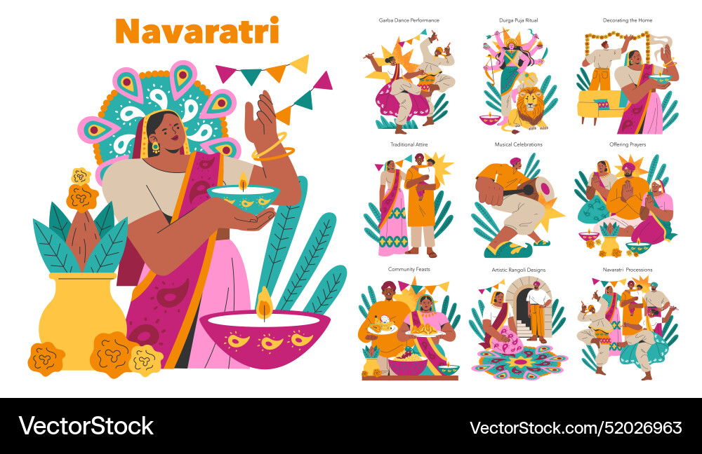 Navaratri flat Royalty Free Vector Image - VectorStock