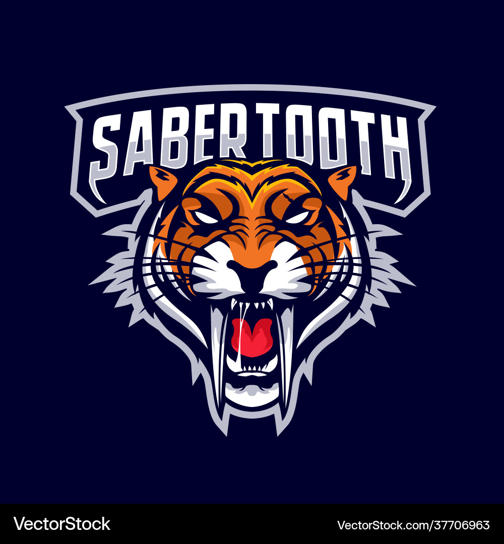 Sabertooth head mascot logo Royalty Free Vector Image