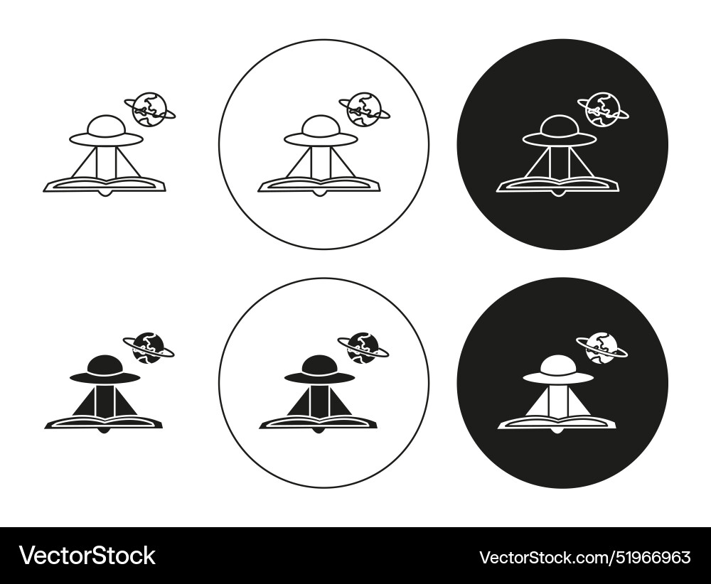 Science fiction icon set in thin line outline Vector Image