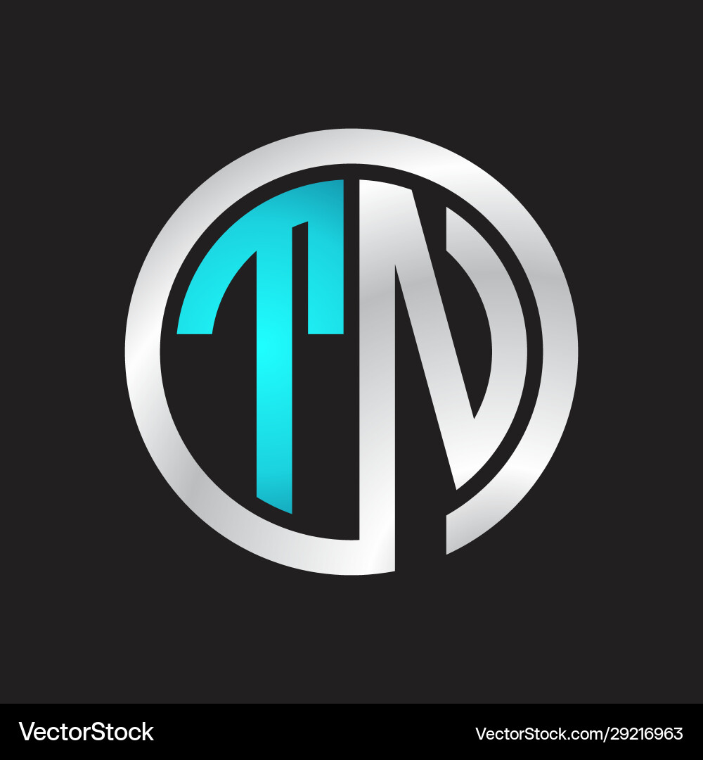 Tn initial logo linked circle monogram Royalty Free Vector