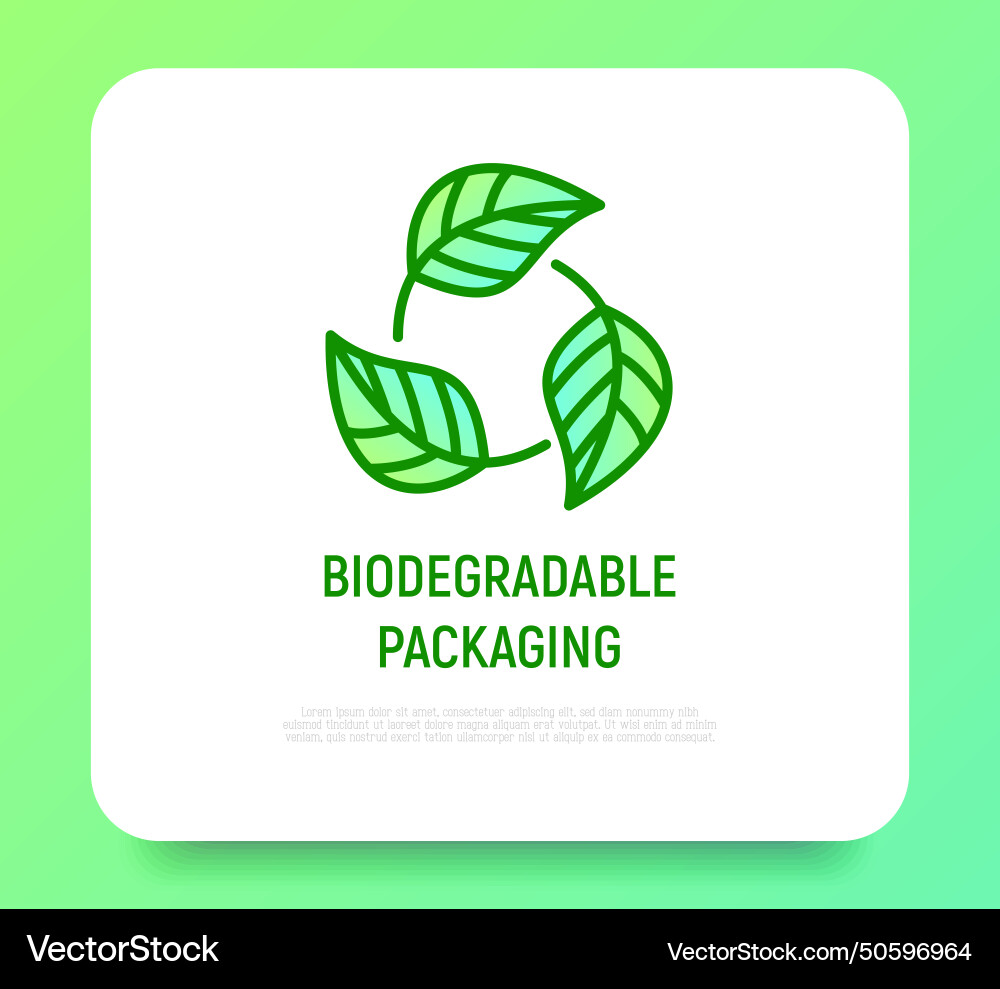 Biodegradable thin line icon for packaging leaves Vector Image