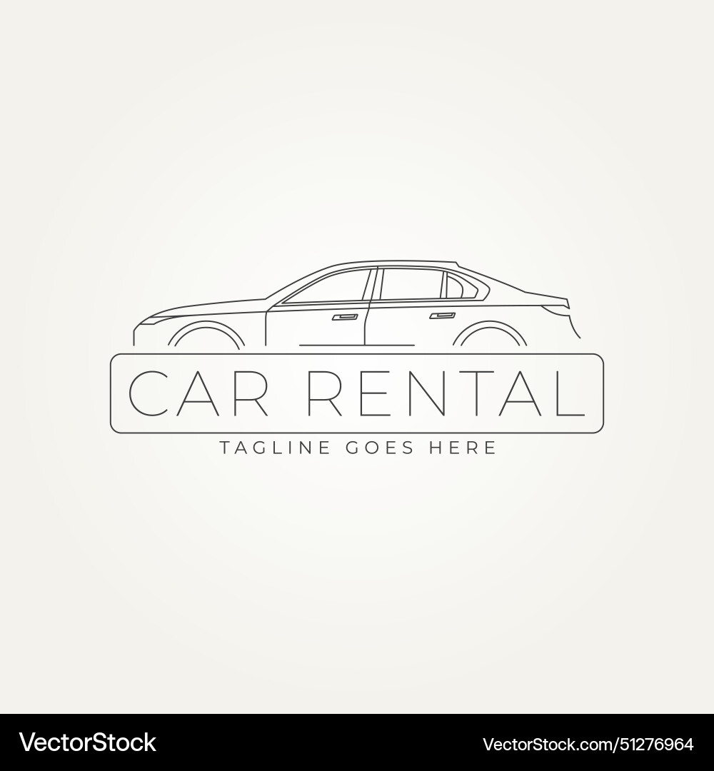 Car rental line art label logo design Royalty Free Vector