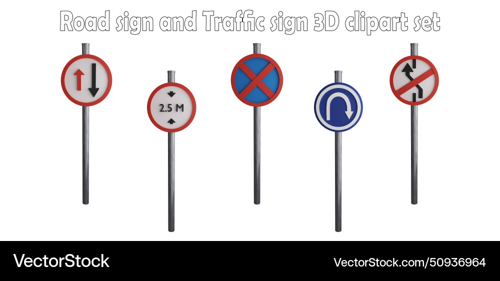 Road sign and traffic clipart element Royalty Free Vector