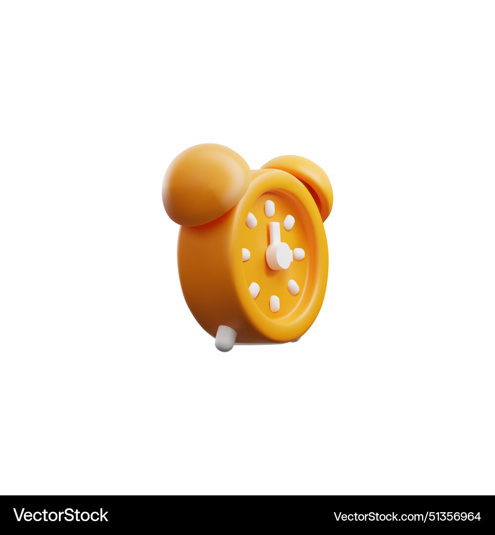 Whimsical yellow 3d alarm clock icon Royalty Free Vector