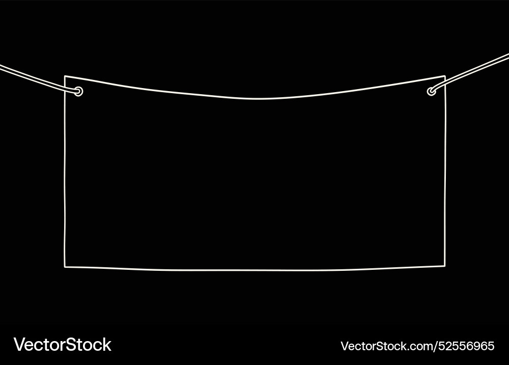 Black line drawing of a blank rectangular banner Vector Image