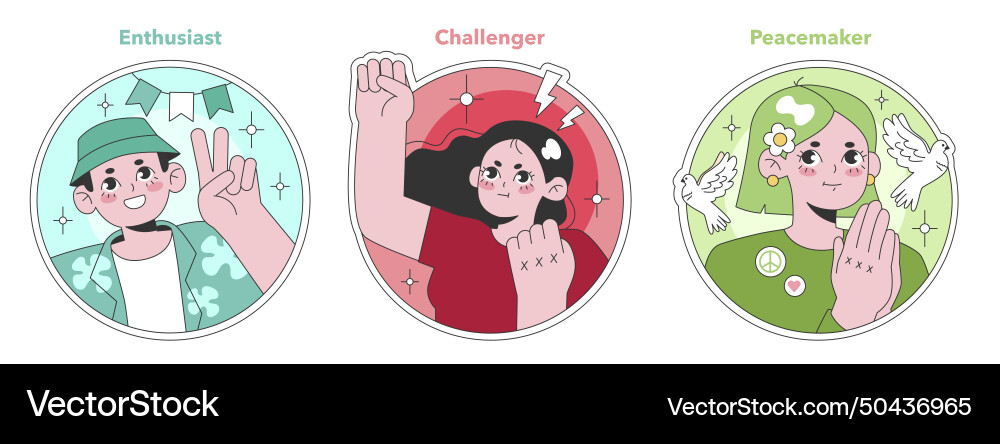 Enneagram set flat Royalty Free Vector Image - VectorStock