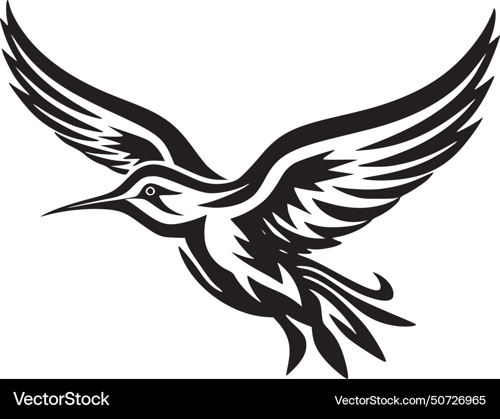 Hummingbird - black and white Royalty Free Vector Image