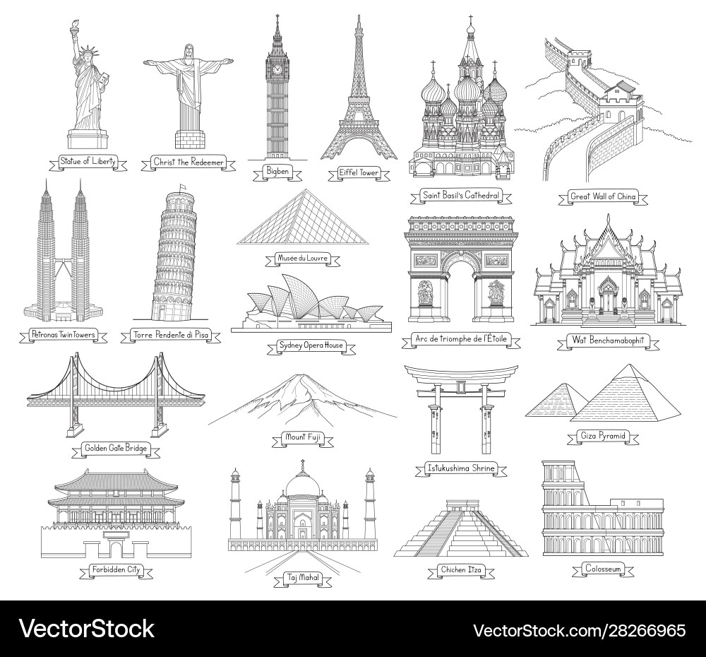 Travel doodle art drawing style Royalty Free Vector Image