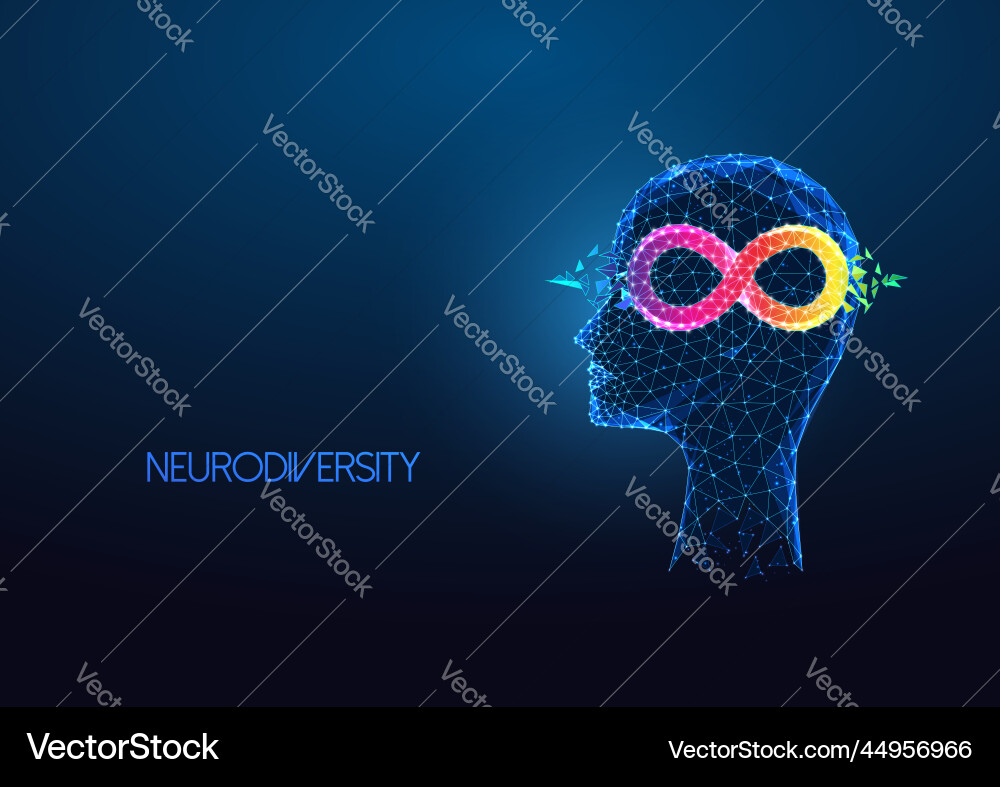 Futuristic neurodiversity concept with human head Vector Image