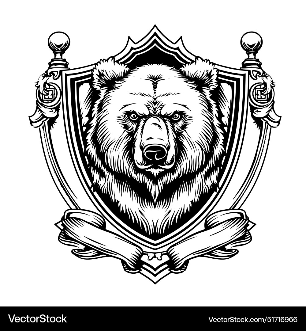 Image of a heraldic shield with bear Royalty Free Vector