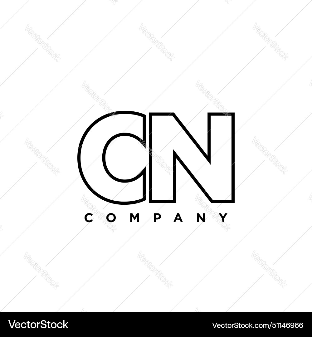 Letter c and n cn logo design template minimal Vector Image