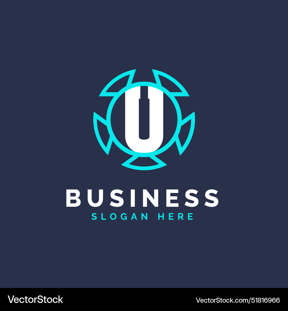 Letter u technology logo design modern alphabet Vector Image