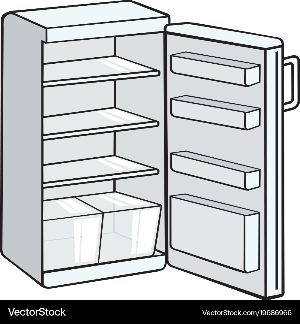 Opened white fridge isolated Royalty Free Vector Image