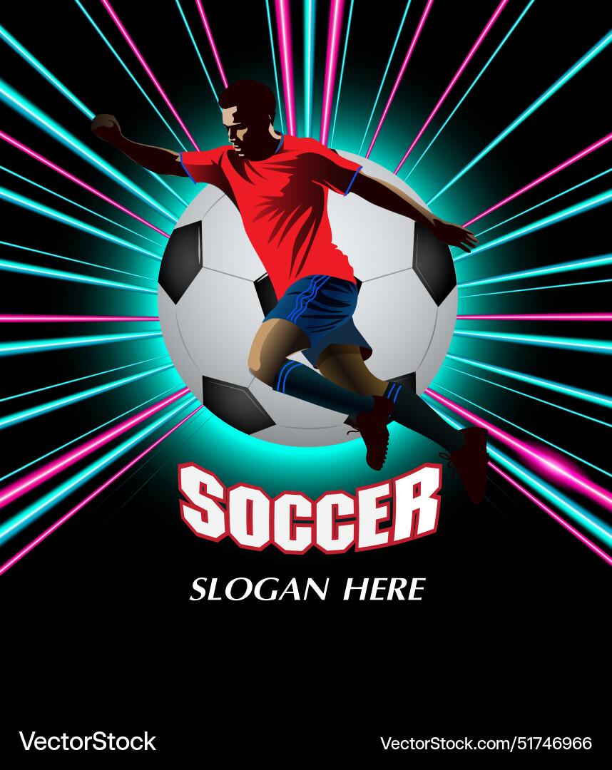 Soccer multicolored neon Royalty Free Vector Image