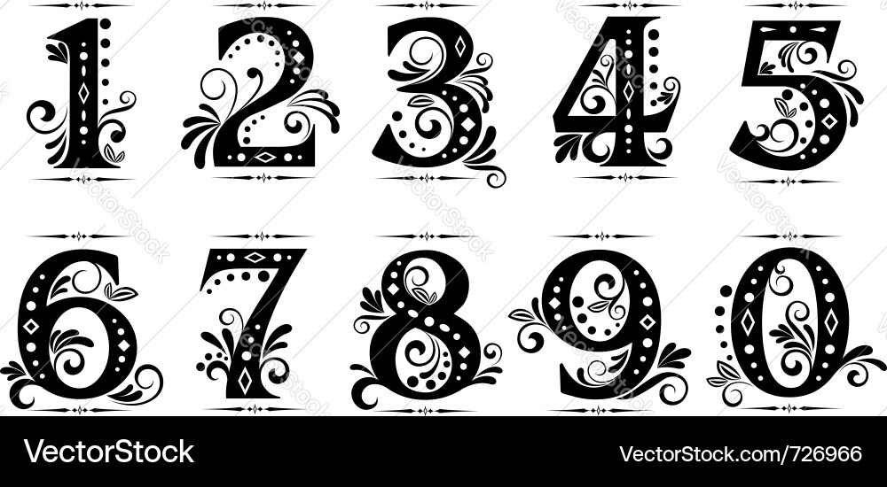 Vintage numbers set Royalty Free Vector Image - VectorStock