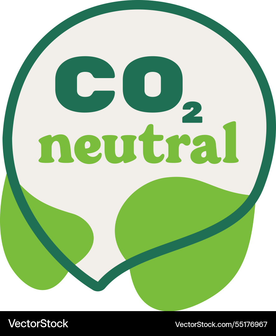 Co2 neutral logo with leaves eco-friendly concept Vector Image