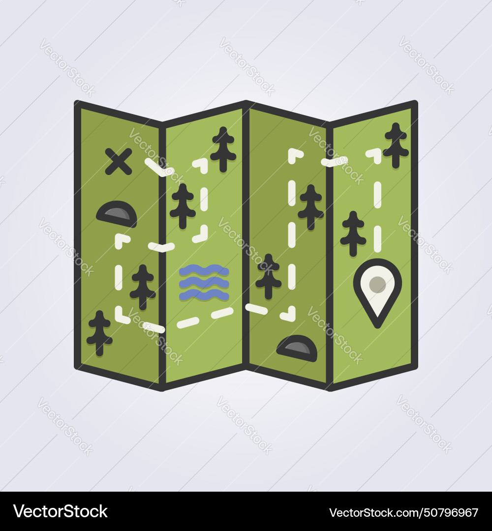 Colored line art adventure map icon logo design Vector Image