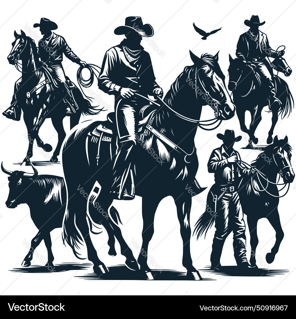 Cowboy and cowgirl bundle file Royalty Free Vector Image