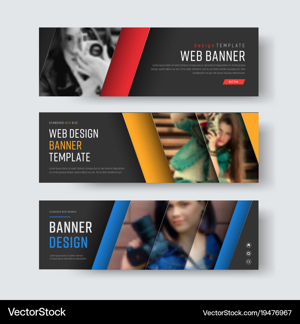 Design of black banners with diagonal colored Vector Image