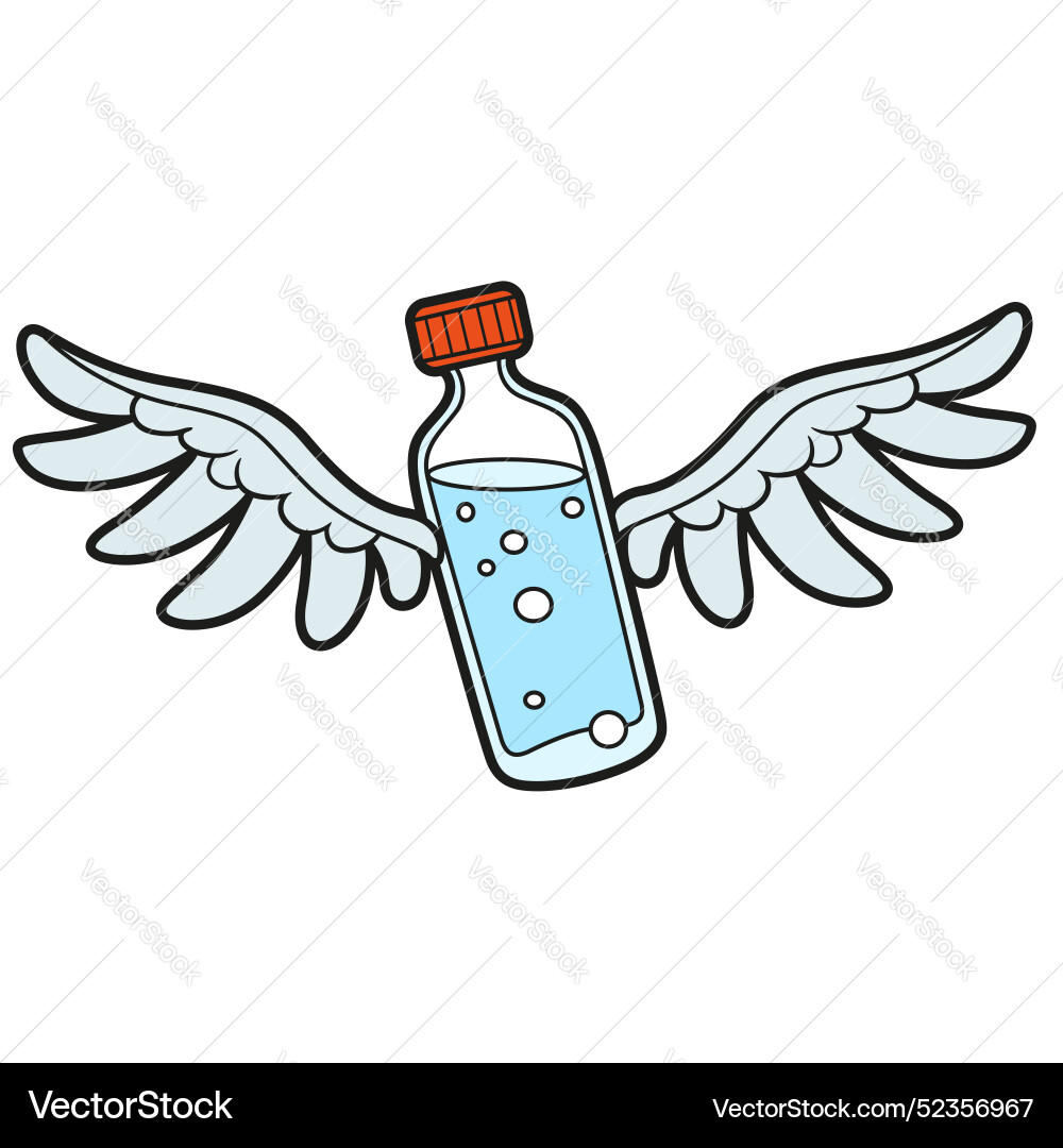 Emblem - winged water bottle color variation Vector Image