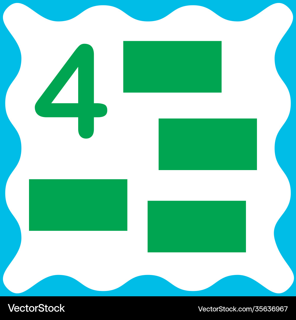 Number Learning Card - Four Shapes Royalty Free Vector Image