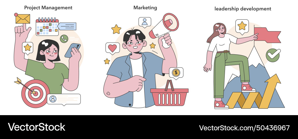 Professional growth set flat Royalty Free Vector Image