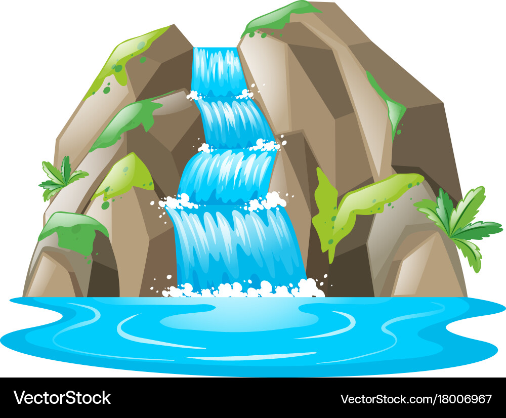 Scene with waterfall and river Royalty Free Vector Image