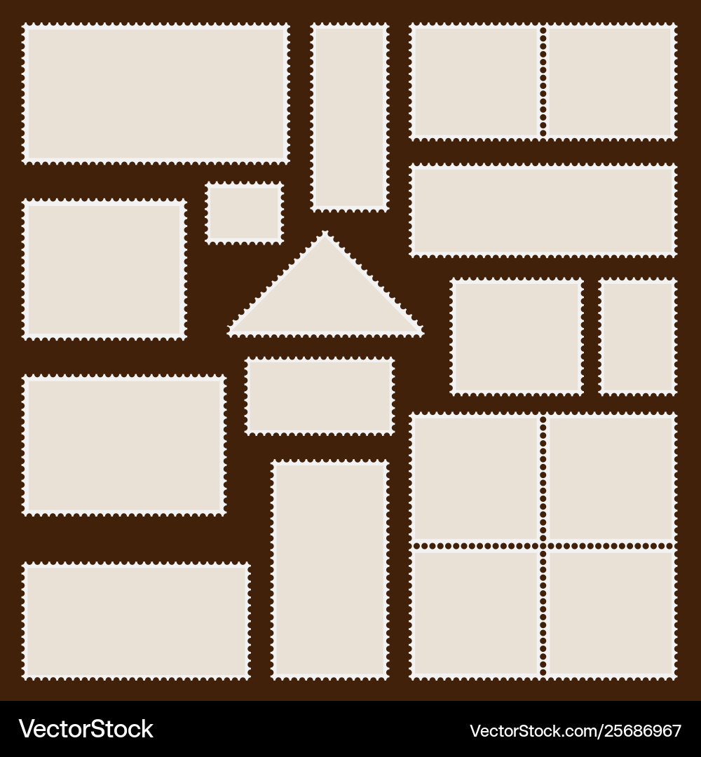 Set postal frames icons stamps Royalty Free Vector Image