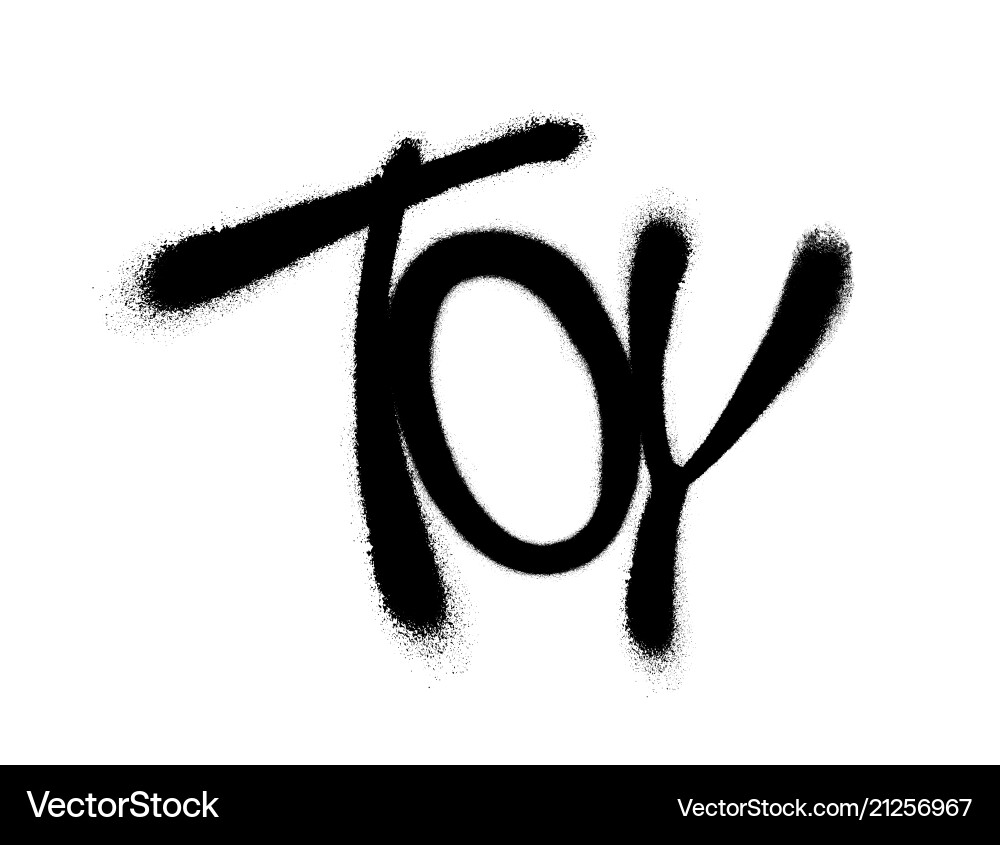 Sprayed toy font with overspray in black over Vector Image