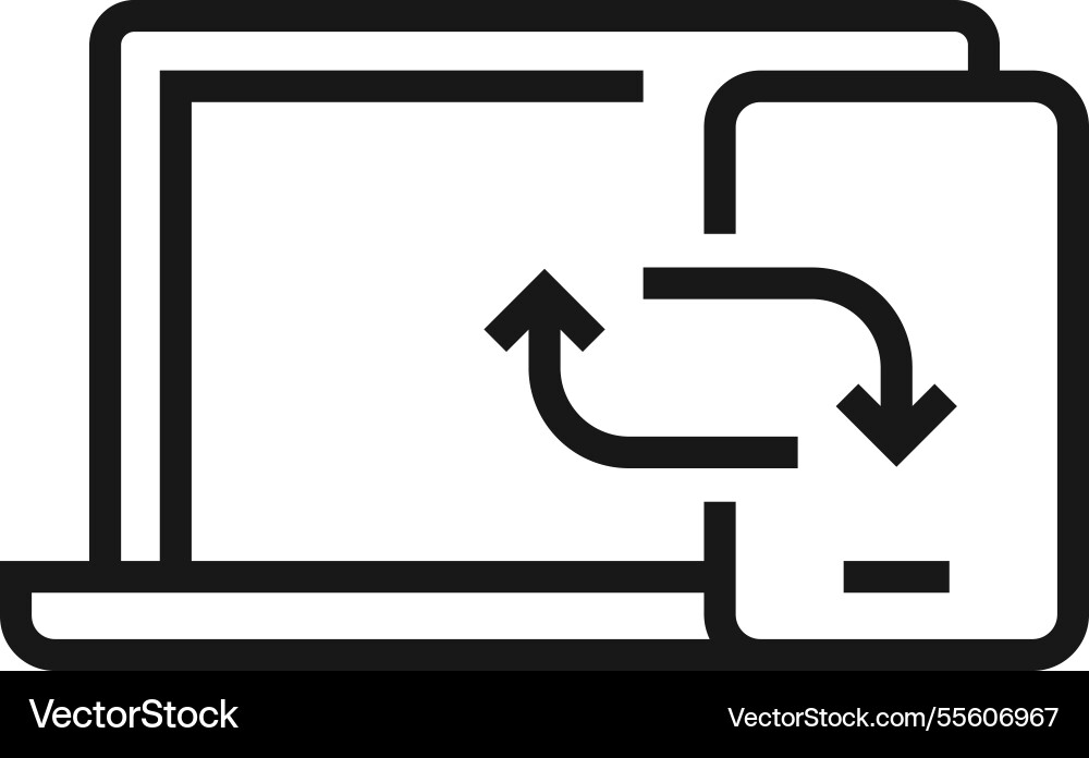Sync flat line web icon concept Royalty Free Vector Image