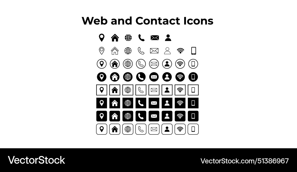 Web icon setcontact information icons set Vector Image
