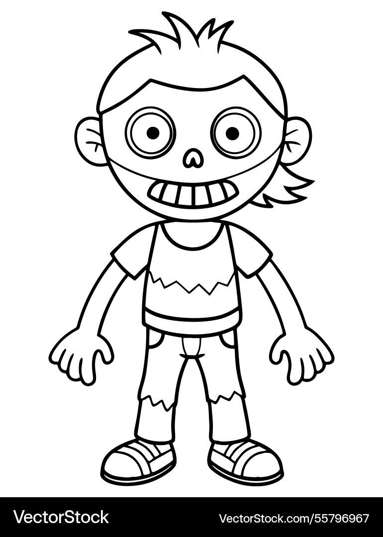 Zombie apocalypse coloring page for kids Vector Image
