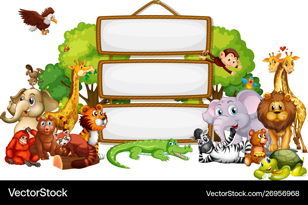 Bordvorlage Design mit niedlichen Tieren Vektorbild