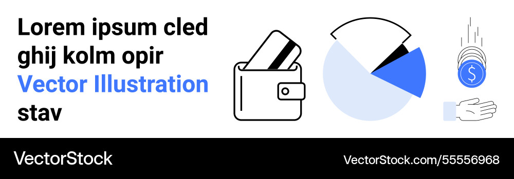 Digital wallet pie chart and hand with coins Vector Image