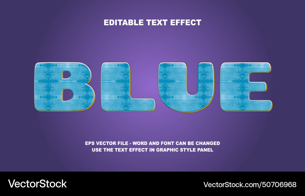 Editable text effect blue 3d template Royalty Free Vector