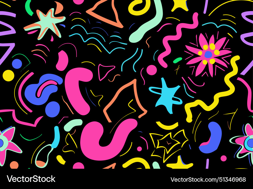 Fun shapes children seamless pattern flower Vector Image