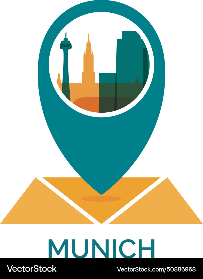 Germany munich map city pin point geolocation Vector Image