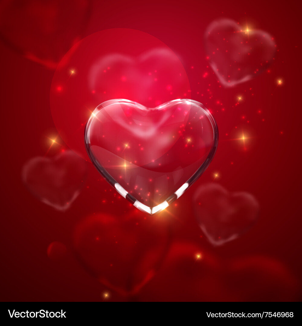 Glass transparent heart with sparkles Royalty Free Vector
