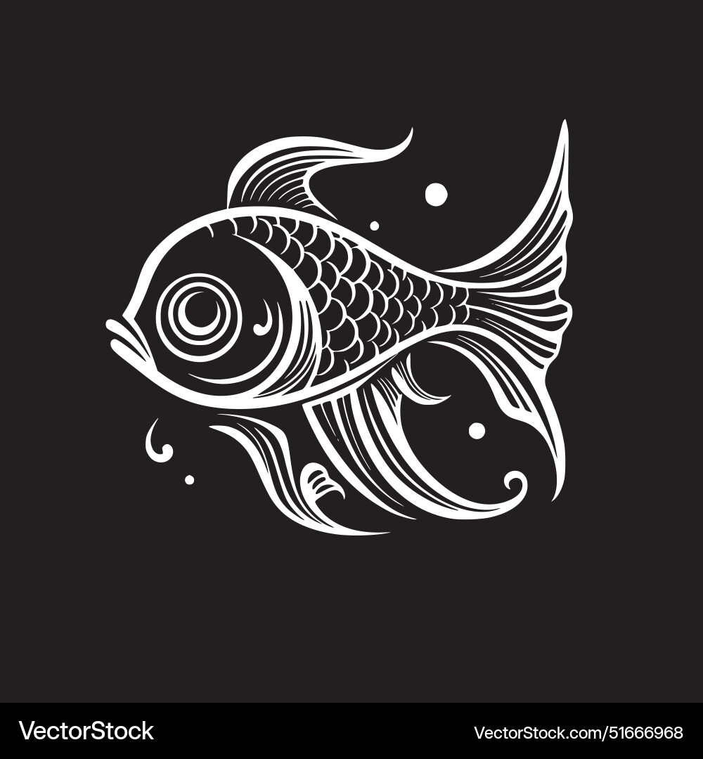 Goldfish - black and white Royalty Free Vector Image
