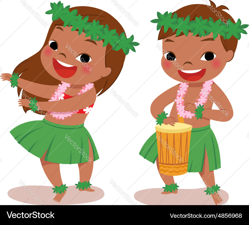 Little hula dancers Royalty Free Vector Image - VectorStock