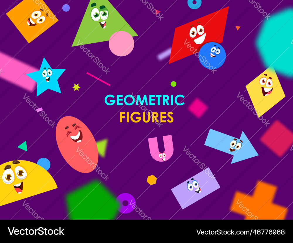 Math shape characters background cartoon figures Vector Image