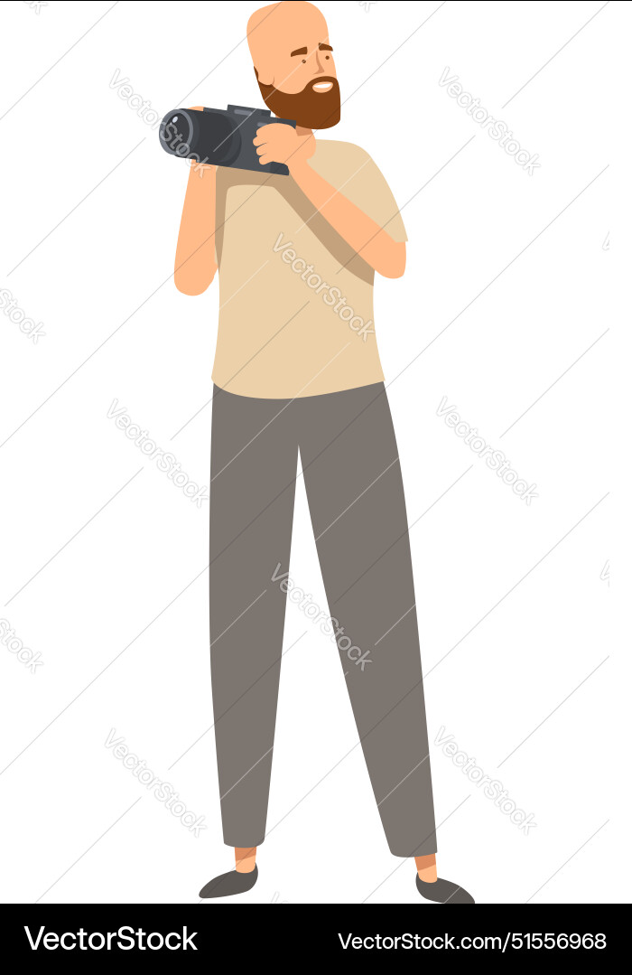 Photographer is standing and taking pictures Vector Image