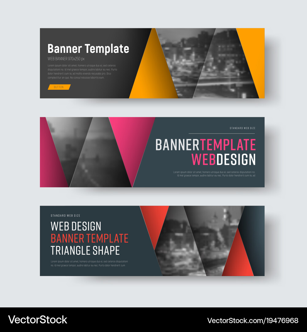 Template of horizontal web banners with a red Vector Image