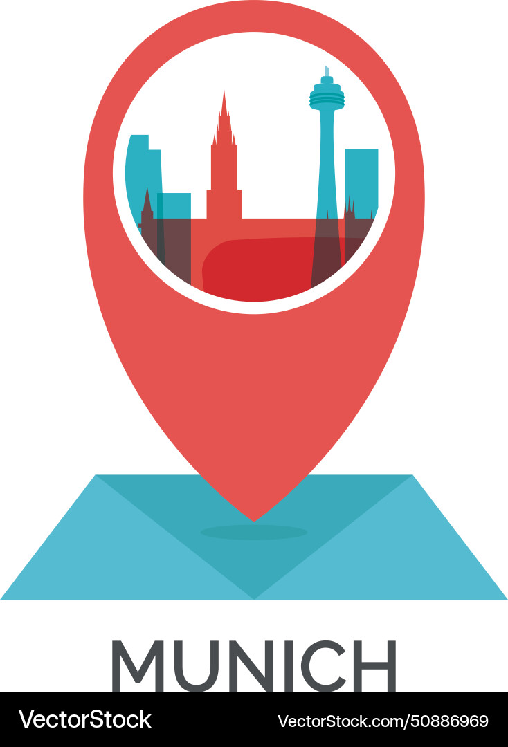 Germany munich map city pin point geolocation Vector Image