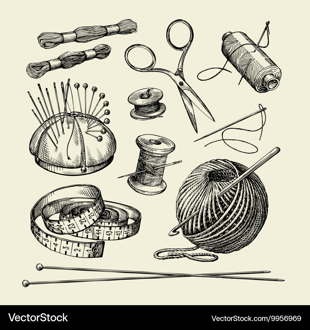 sewing tools drawing