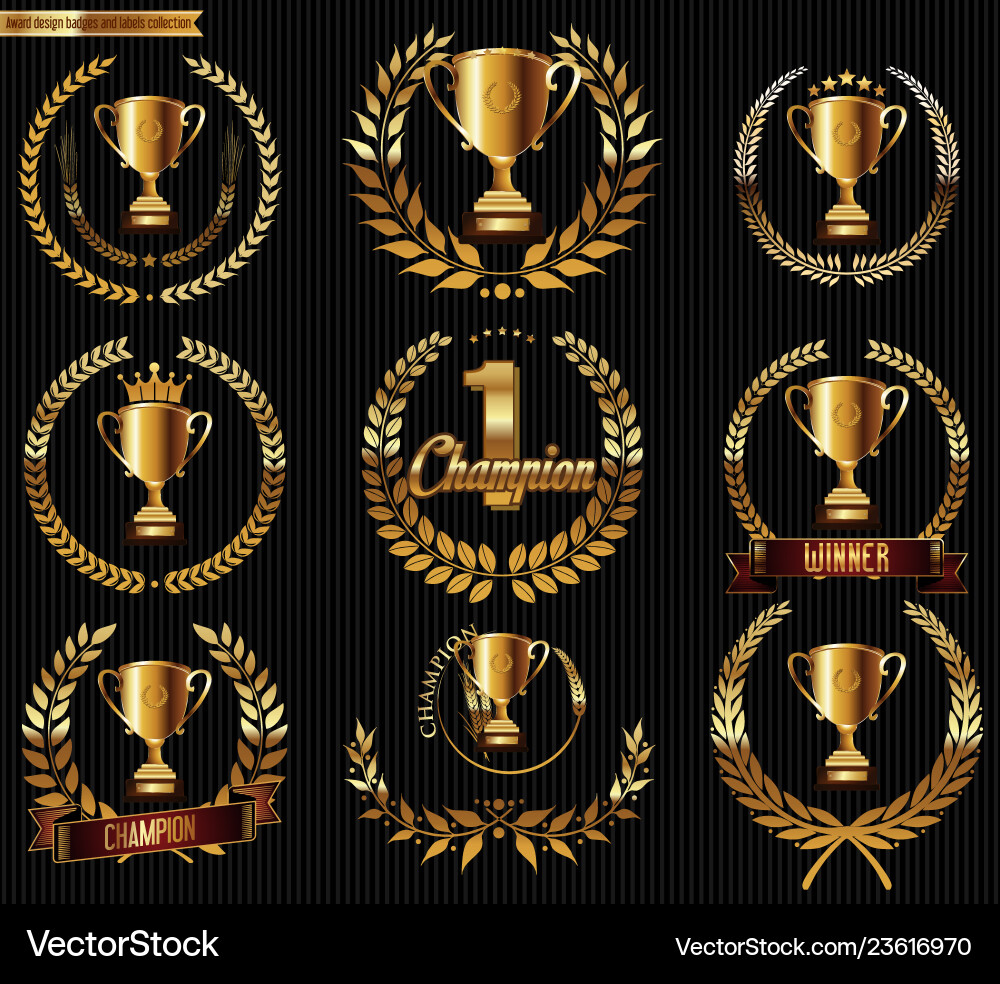 Award design laurel wreaths collection Royalty Free Vector