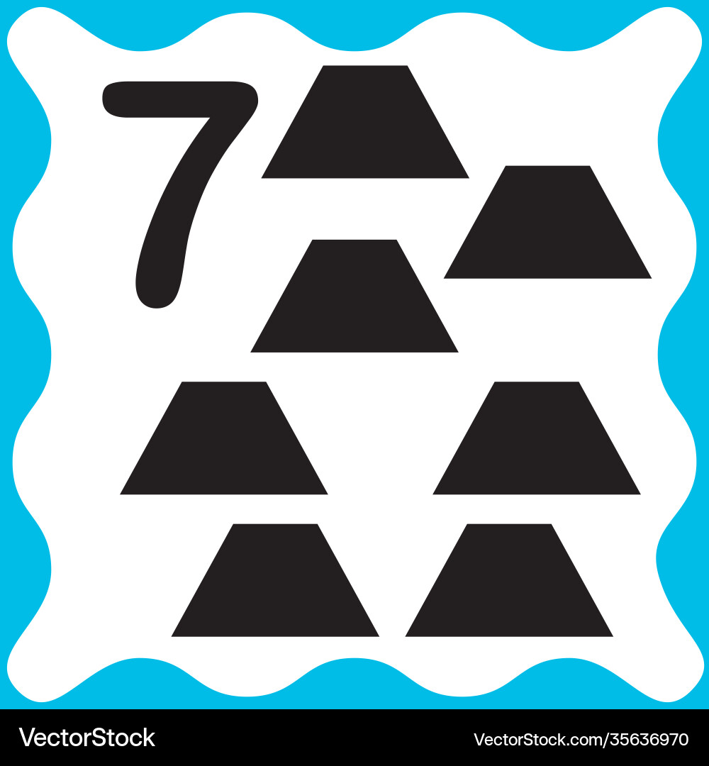 Card number 7 seven and trapeze learning numbers Vector Image