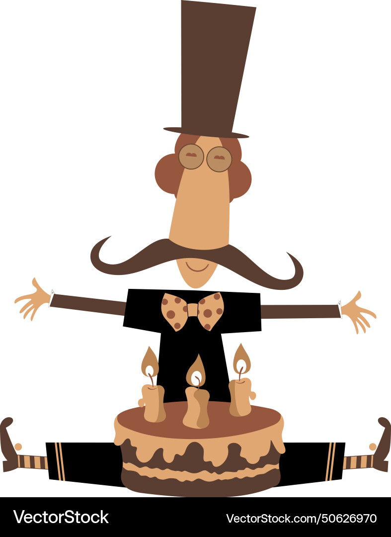 Cartoon man with a cake candles Royalty Free Vector Image